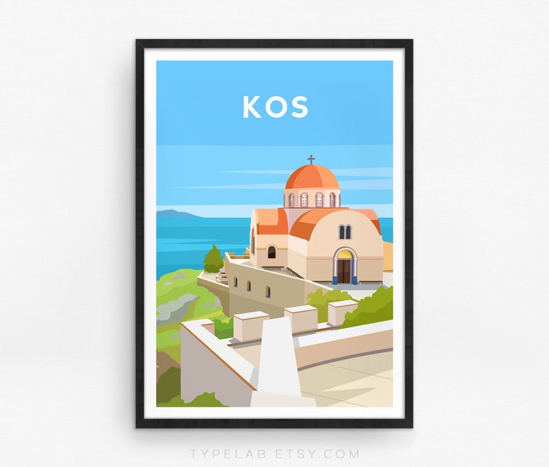 Kos Art Print Greece Travel Print Island of Kos Poster Kos | Etsy