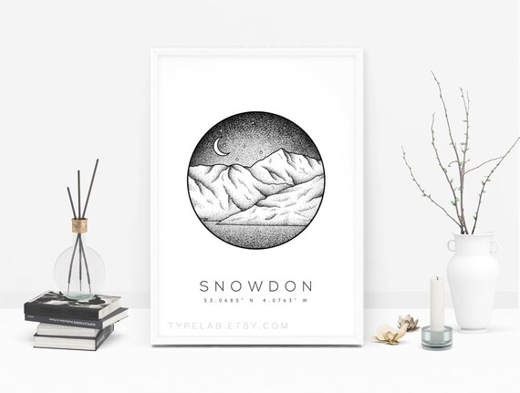 Snowdon Art Print Snowdonia Print North Wales Travel Poster | Etsy