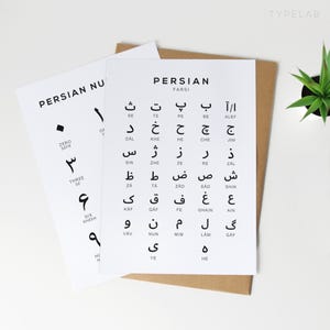 Persian Alphabet Chart Print, Farsi Language Wall Art, Black & White ...