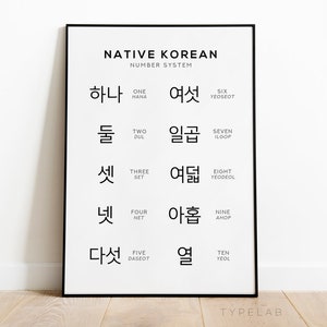 Korean Alphabet and Number Printable Art Set, Hangul Counting Digital ...