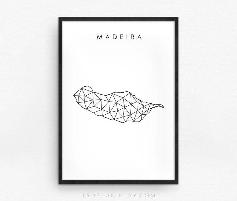 Madeira Map Print | Portugal Geometric Travel Wall Art - Etsy