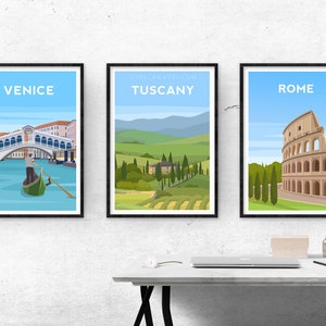 Italy Travel Poster Art Print Set, Set of 3 Italian Travel Prints ...