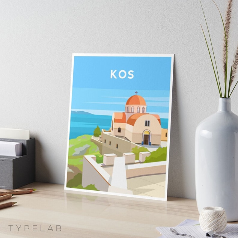 Kos Art Print Greece Travel Print Island of Kos Poster Kos | Etsy
