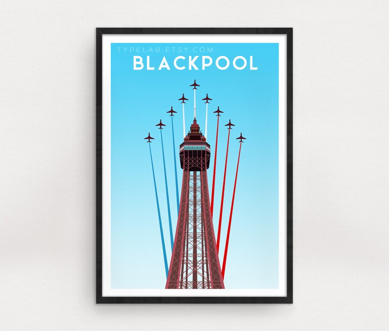 Blackpool Art Print Blackpool Tower Travel Print Red Arrows - Etsy UK