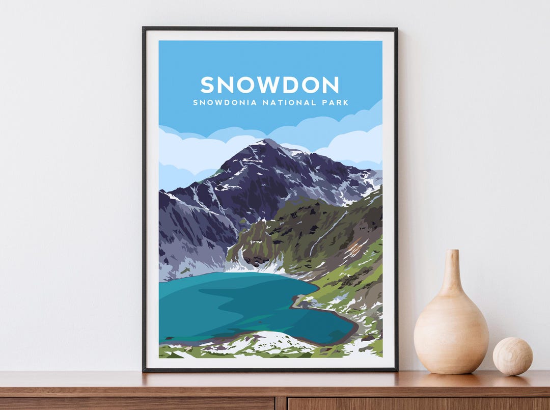 Snowdon Wales Print | Snowdonia National Park Travel Poster - Welsh ...