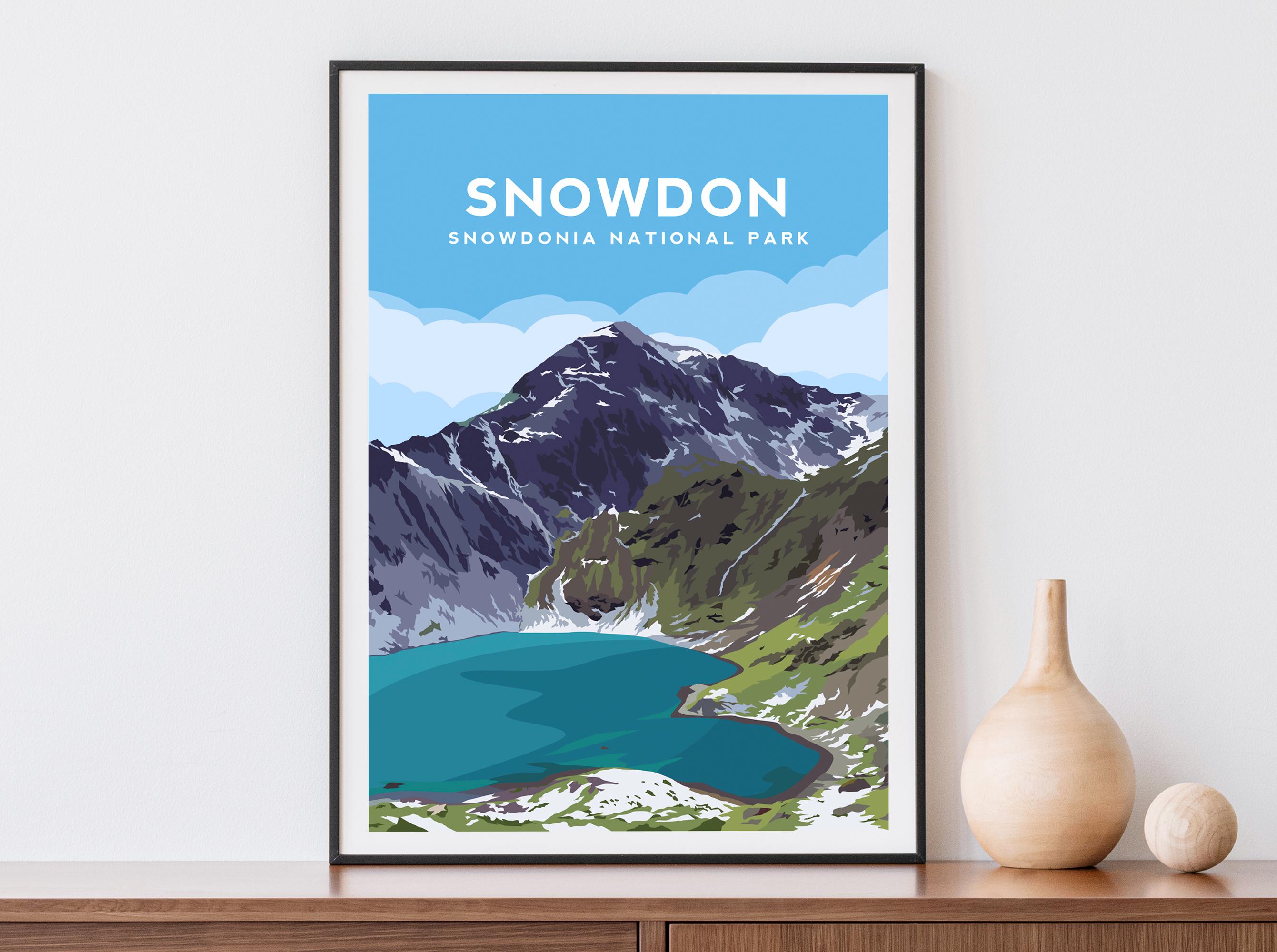 Snowdon Wales Print | Snowdonia National Park Travel Poster - Welsh ...