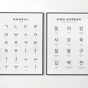 Korean Alphabet and Number Printable Art Set, Hangul Digital Prints ...