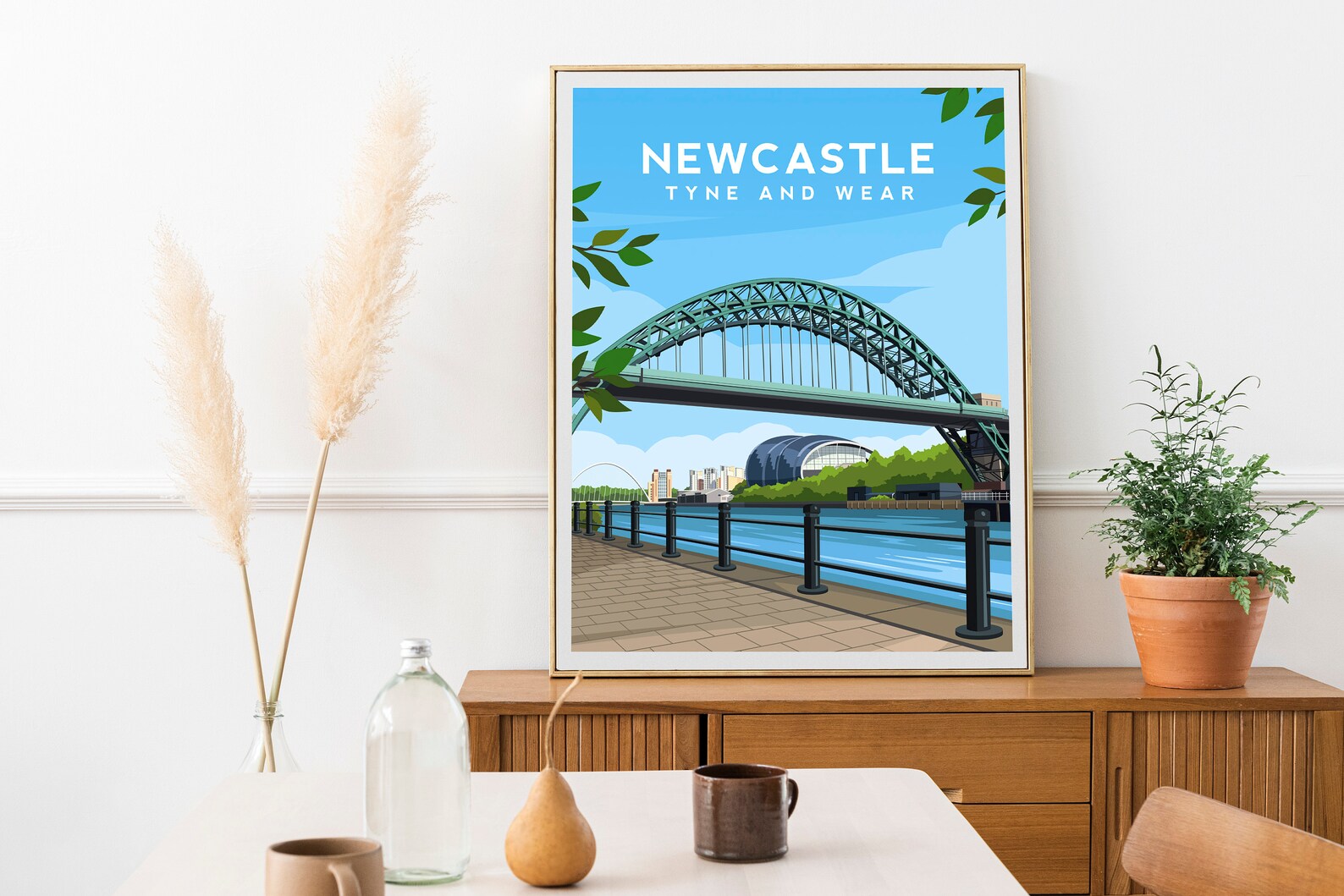 Newcastle Print, Tyne Bridge Wall Art, Northern England City Travel ...