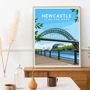 Newcastle Print, Tyne Bridge Wall Art, Northern England City Travel ...