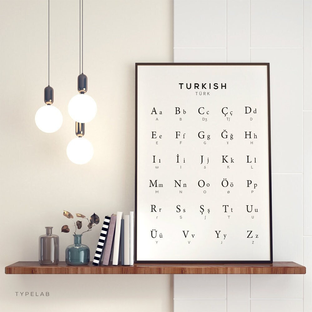 Turkish Alphabet Printable Art, Turkish Digital Print, Alphabet Chart ...