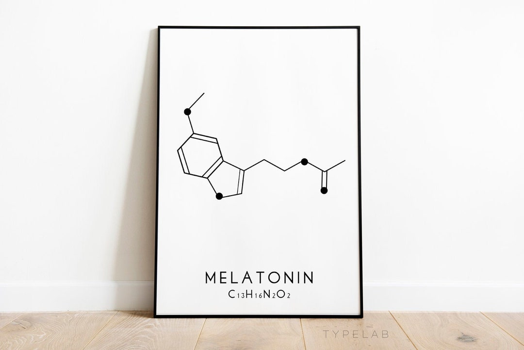 Melatonin Molecular Structure Print, Sleep Molecule Poster, Black ...
