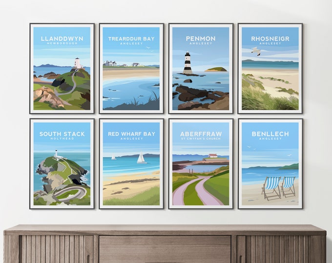 Anglesey Travel Print Set Set of 8 Welsh Travel Posters - Etsy UK