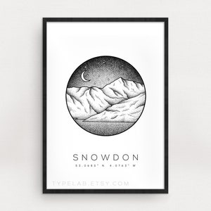 Snowdon Art Print Snowdonia Print North Wales Travel Poster | Etsy