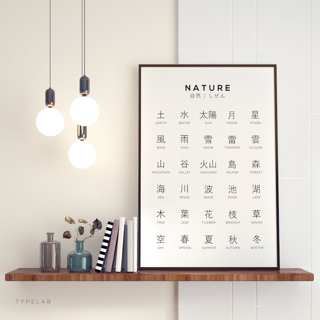 Japanese Nature Kanji Printable Art, Japan Wall Art, Japanese Language ...
