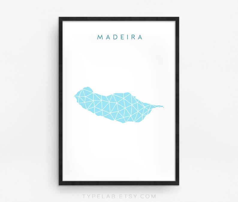 Madeira Map Print | Portugal Geometric Travel Wall Art - Etsy