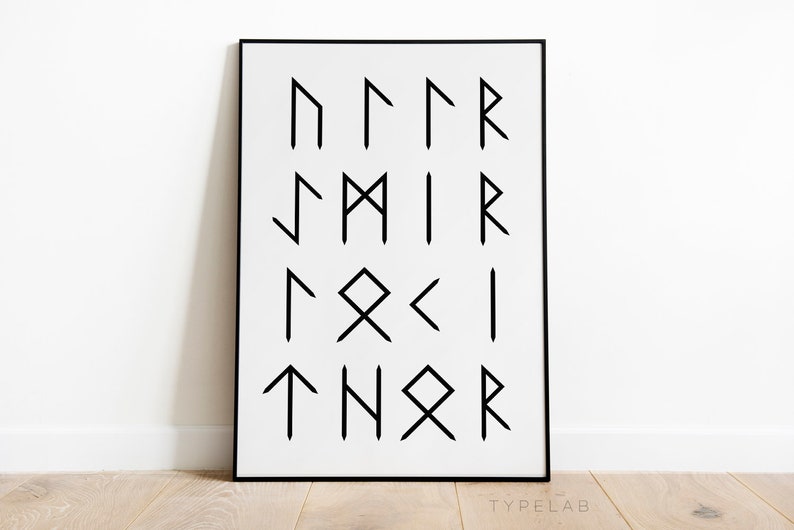 Norse Runes Printable Art Norse God Digital Print Black & - Etsy