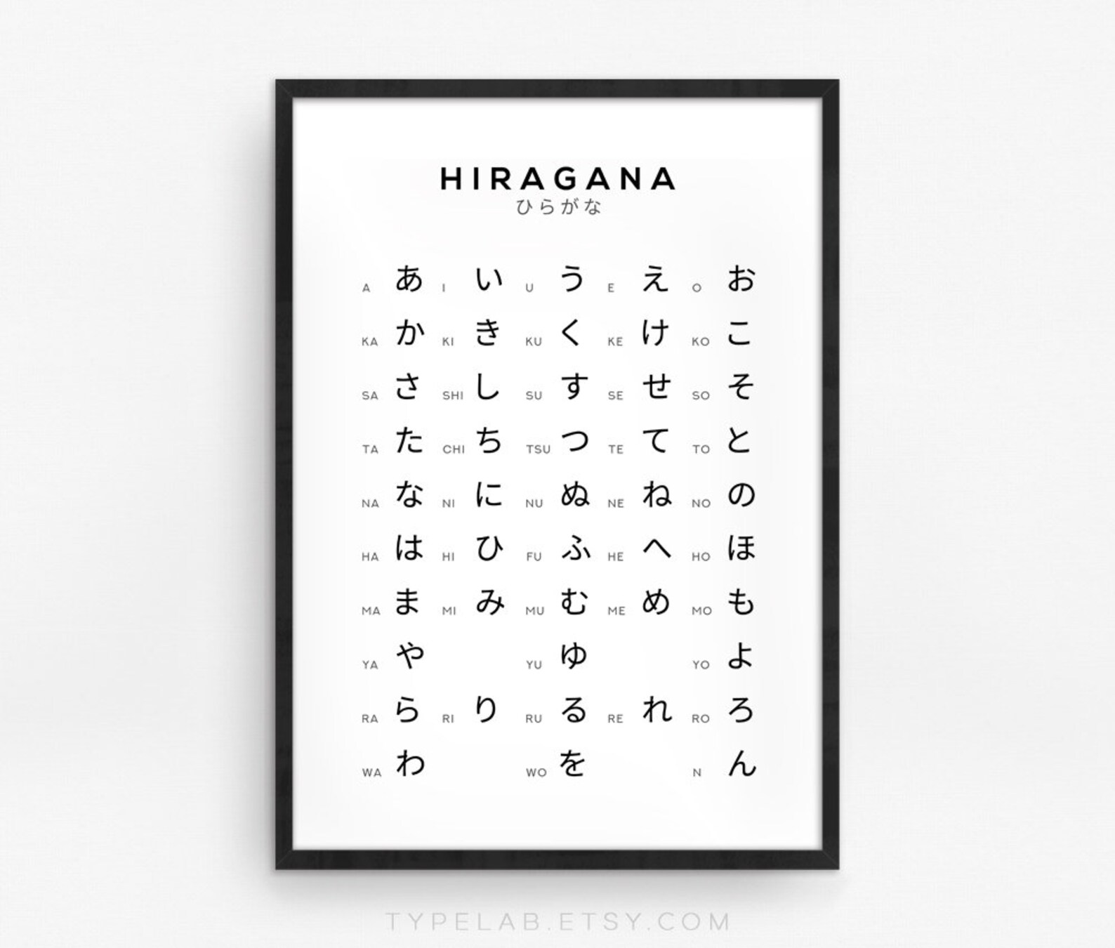 Hiragana Chart Print Japanese Alphabet Print Hiragana | Etsy