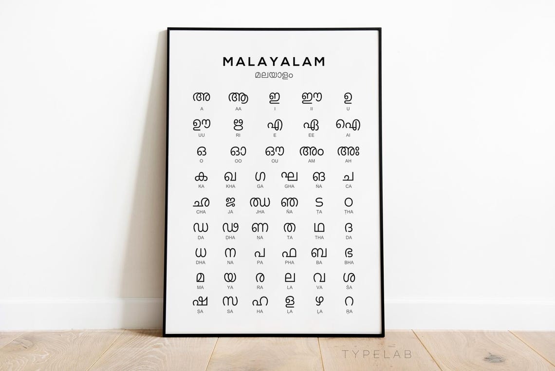 Malayalam Alphabet and Number Printable Set | Language Learning Wall ...