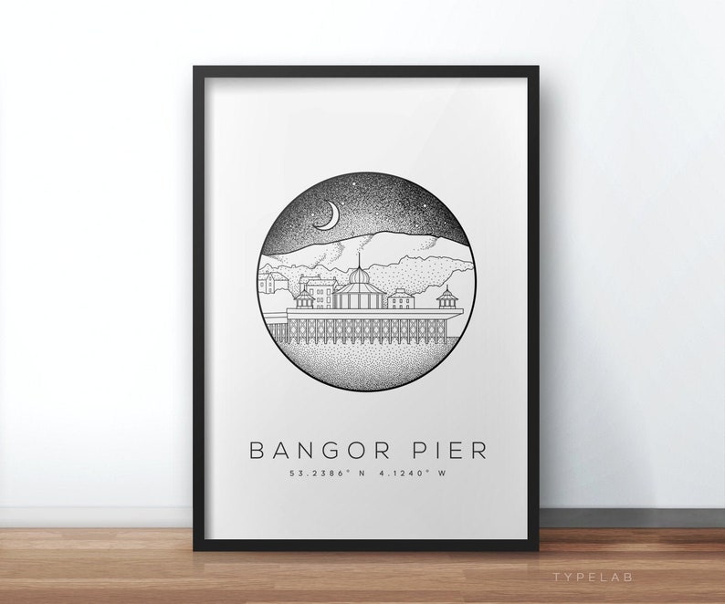 Bangor Pier Art Print Wales Print Bangor North Wales Travel | Etsy