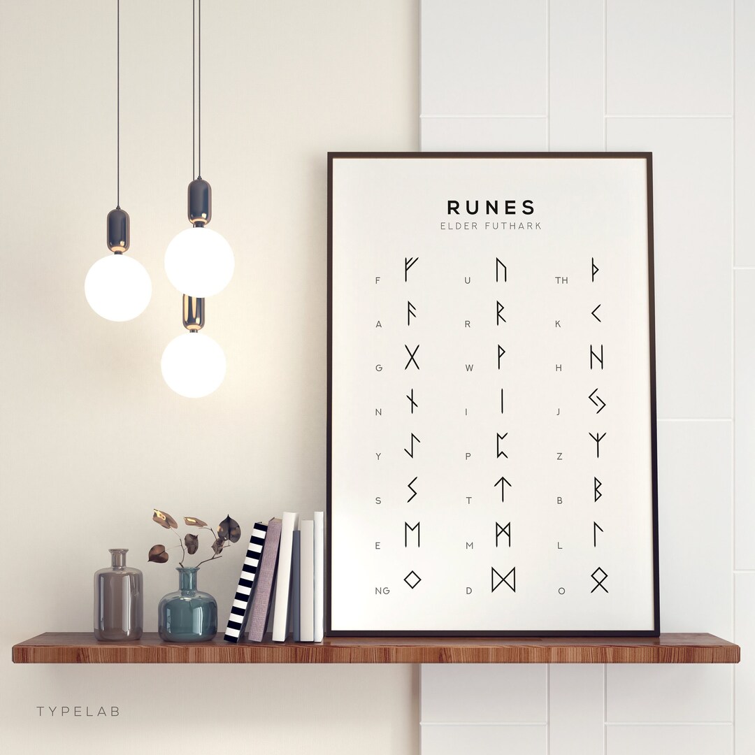 Norse Runes Printable Art, Viking Digital Print, Elder Futhark Rune ...