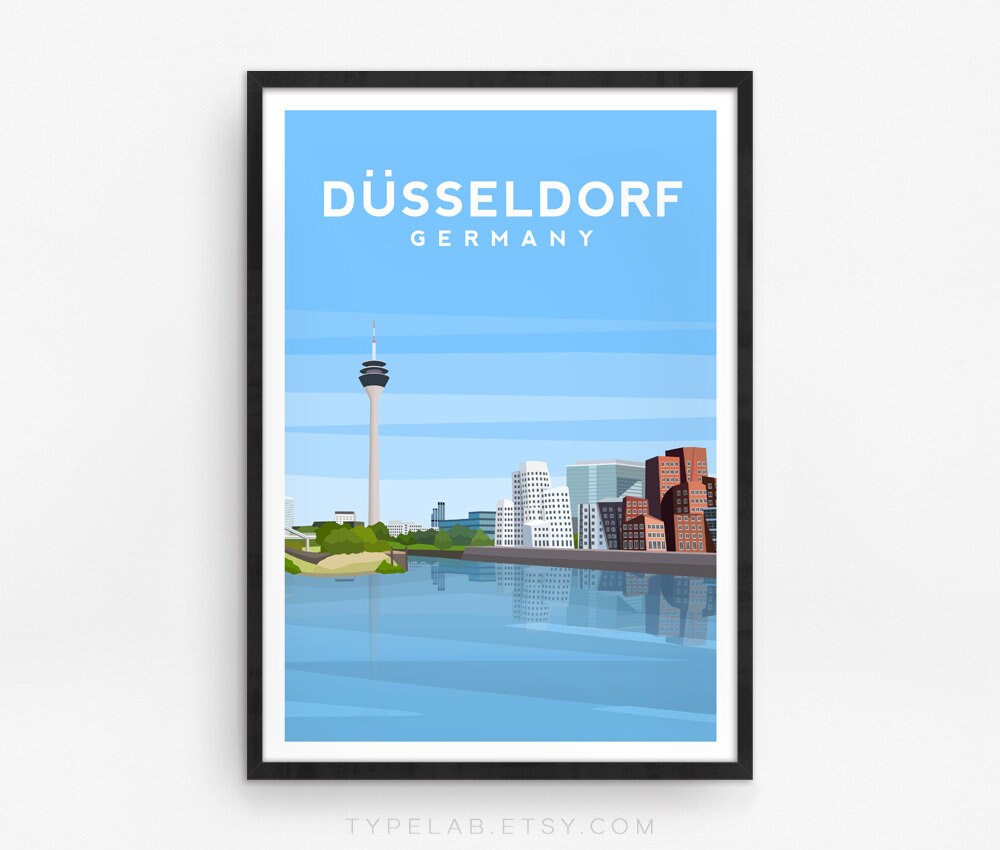 Dusseldorf Print Germany Travel Poster European Cityscape - Etsy UK