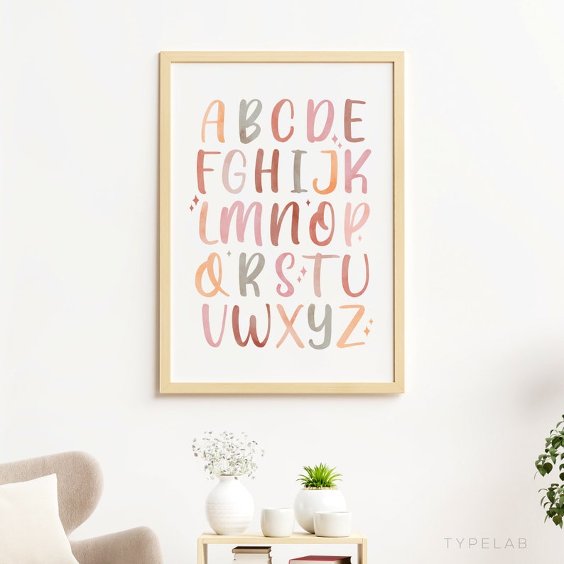 Nursery Alphabet and Number 3 Print Set | Kids Educational Wall Art ...
