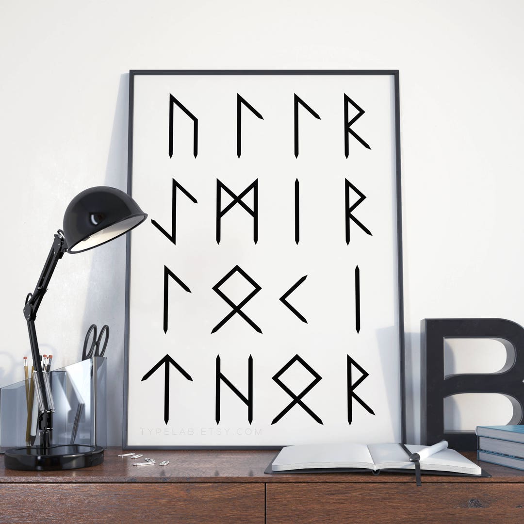 Norse Runes Printable Art Norse God Digital Print Black & - Etsy