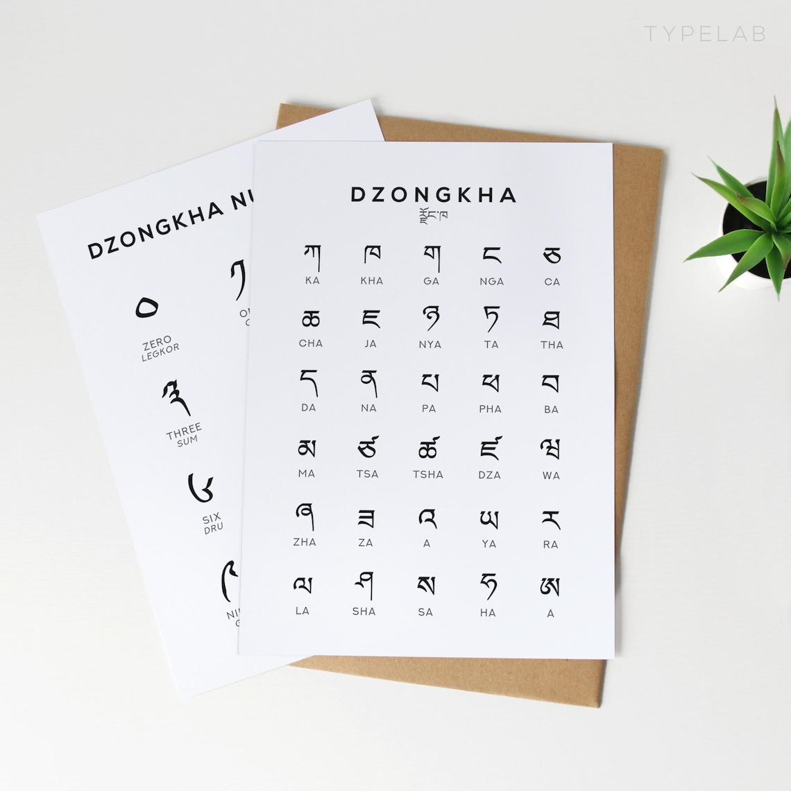 Dzongkha Alphabet and Number Print Set | Black & White Language ...