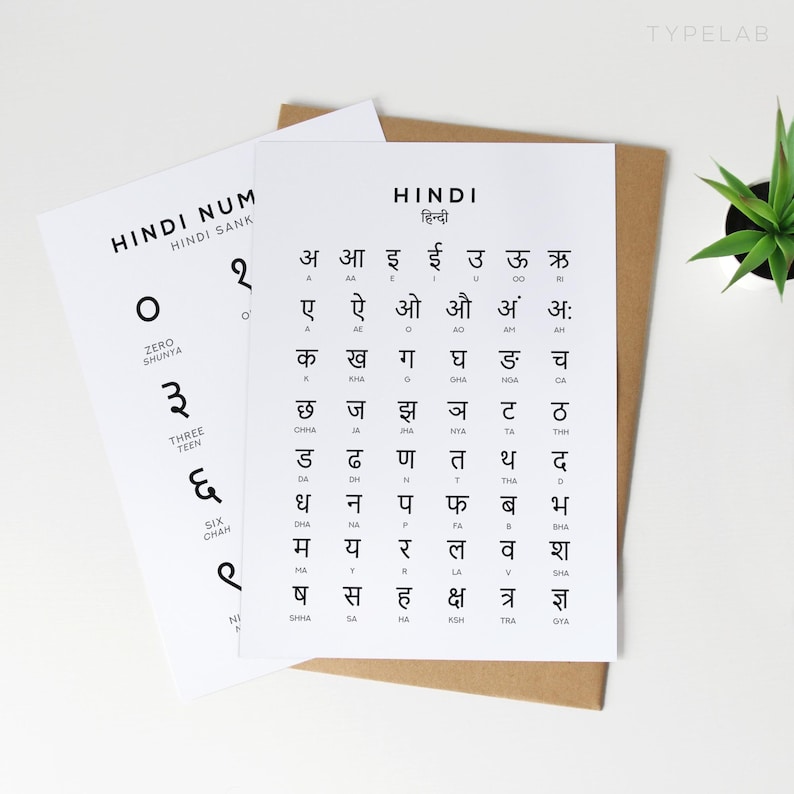 Hindi Alphabet and Number Print Set, Hindi Chart Poster, Indian Wall ...