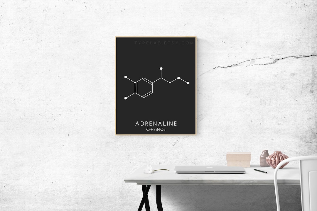 Adrenaline Printable Art - Chemical Molecule Digital Print - Black and ...