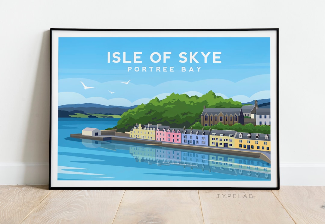 Isle of Skye Art Print Scotland Travel Poster Portree Bay - Etsy UK