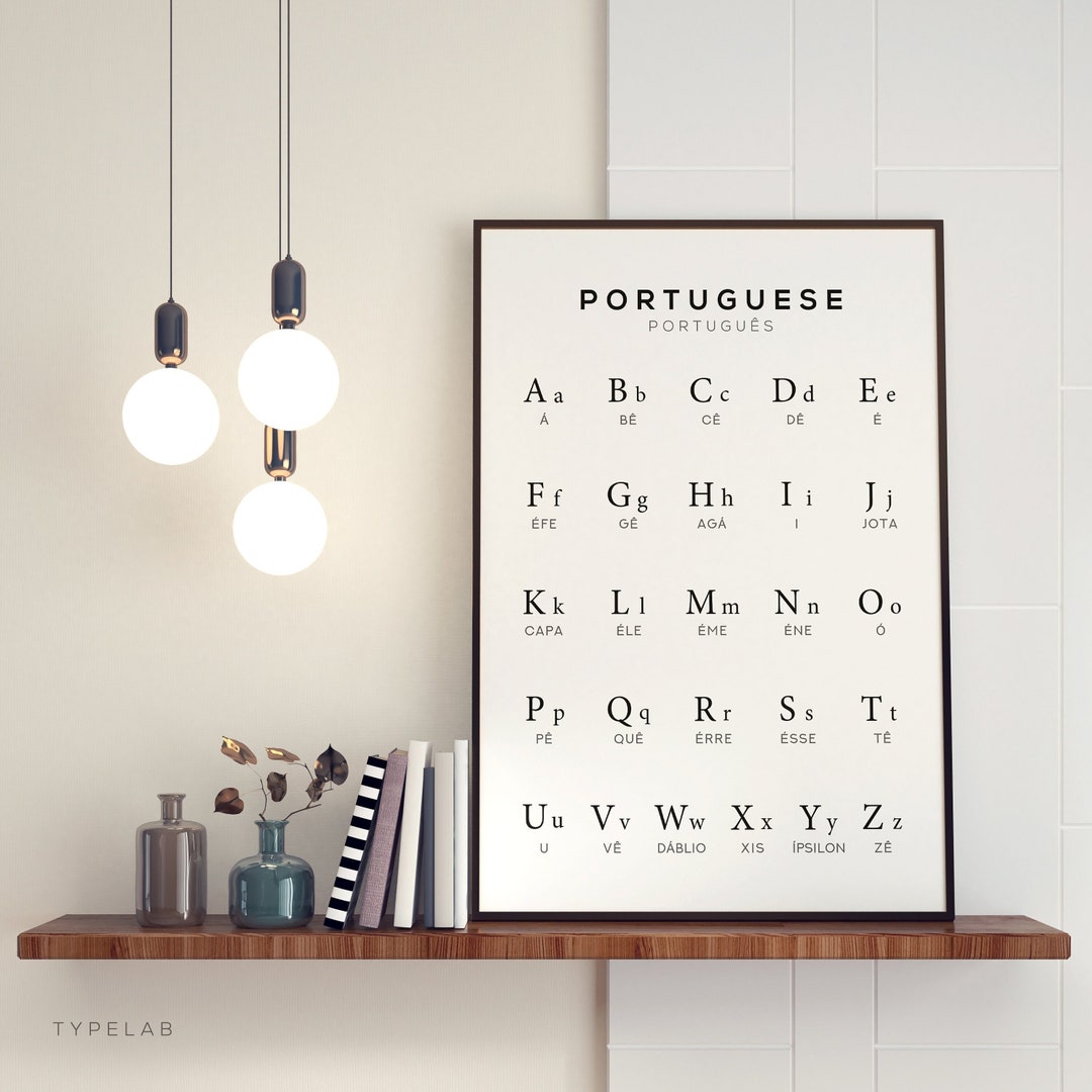 Portuguese Alphabet Printable Art, Portugal Language Chart Digital ...