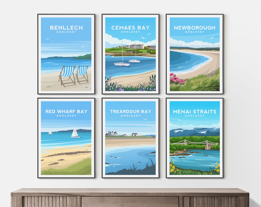 Anglesey Travel Print Set of 6 | Wales Landscape Posters - Welsh ...