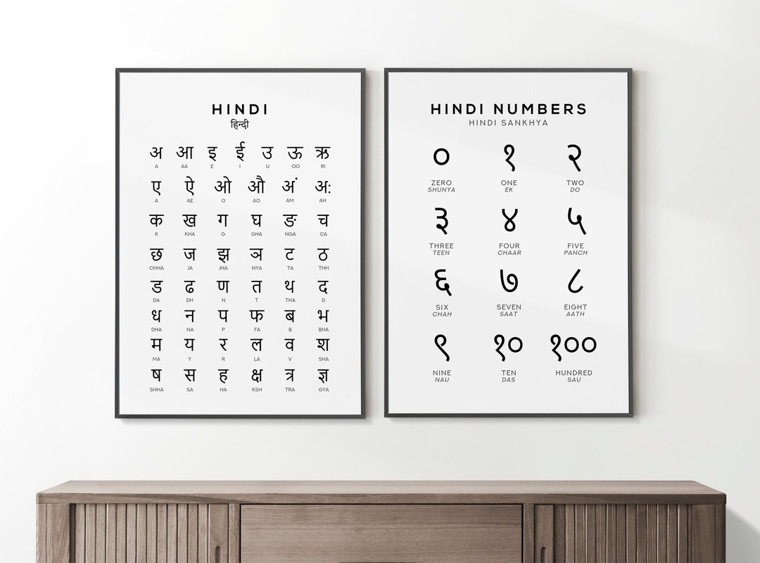 Hindi Alphabet and Number Print Set Hindi Chart Poster - Etsy
