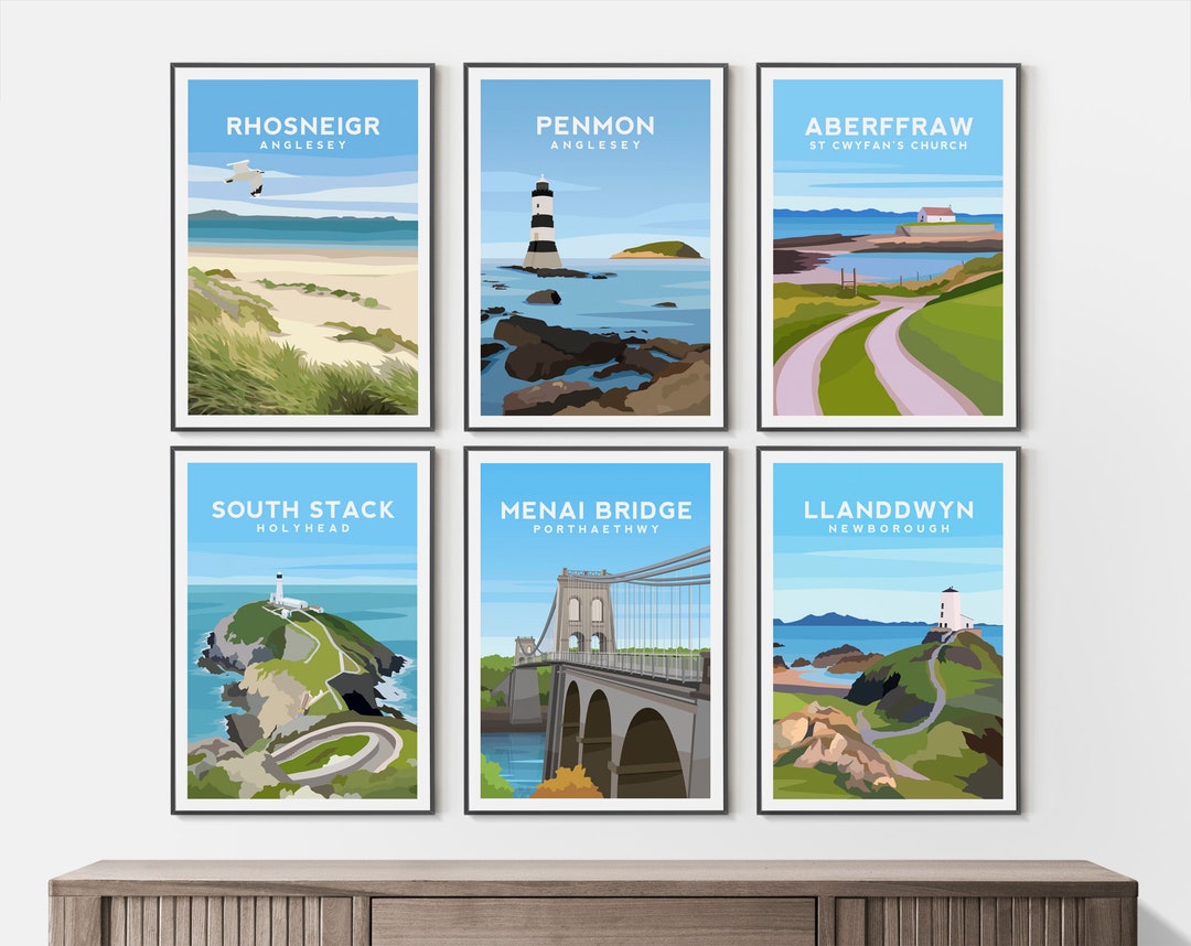 Anglesey Print Set of 6 | Wales Travel Posters - Landscape Wall Art ...