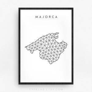Majorca Print, Spain Map Print, Balearic Islands Travel Poster ...