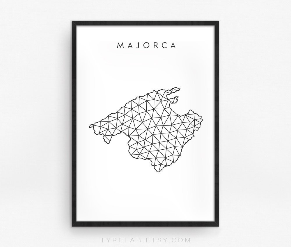 Majorca Print Spain Map Print Balearic Islands Travel | Etsy