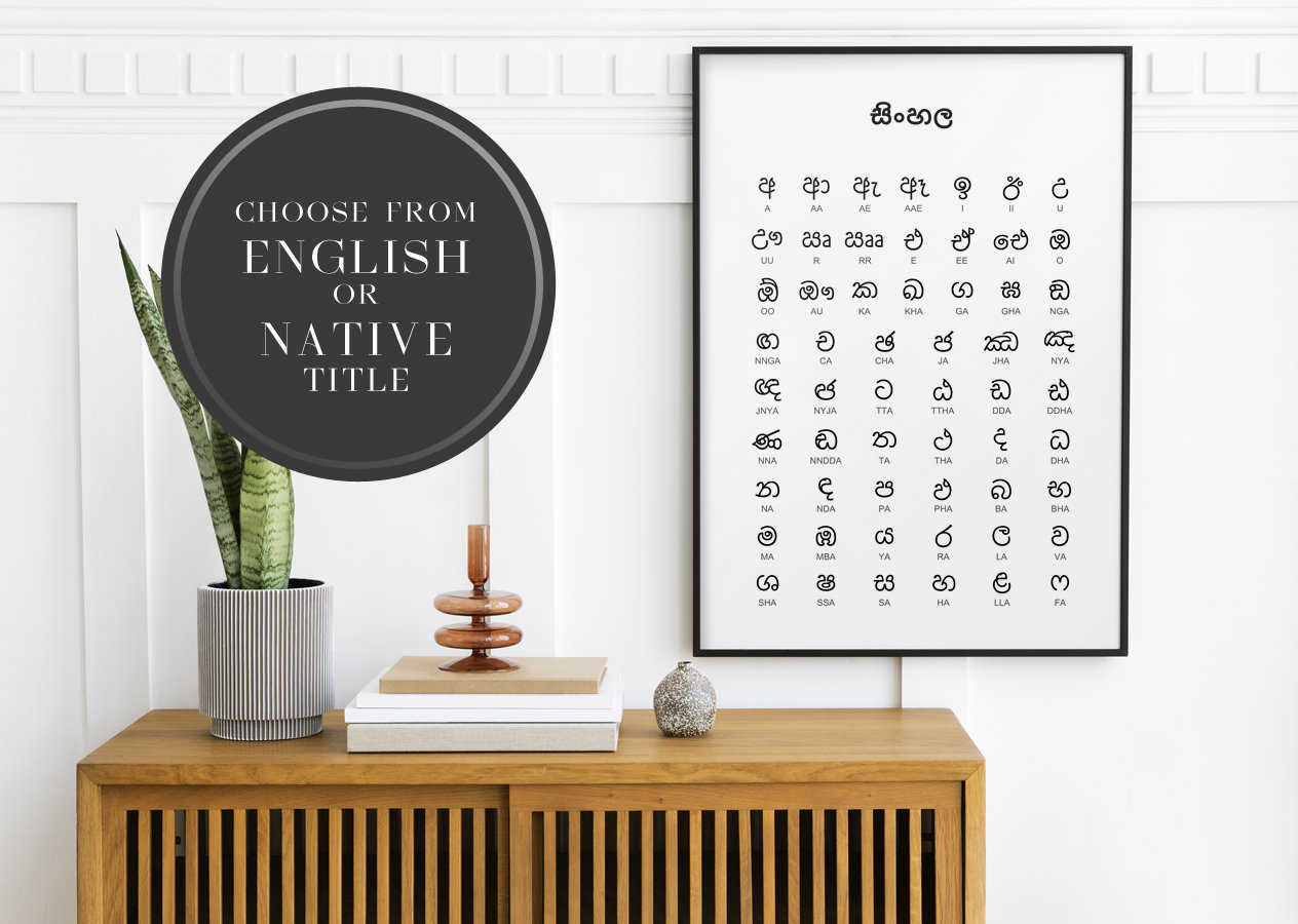 Sinhala Alphabet Printable Art, Sinhalese Language Digital Chart Print ...