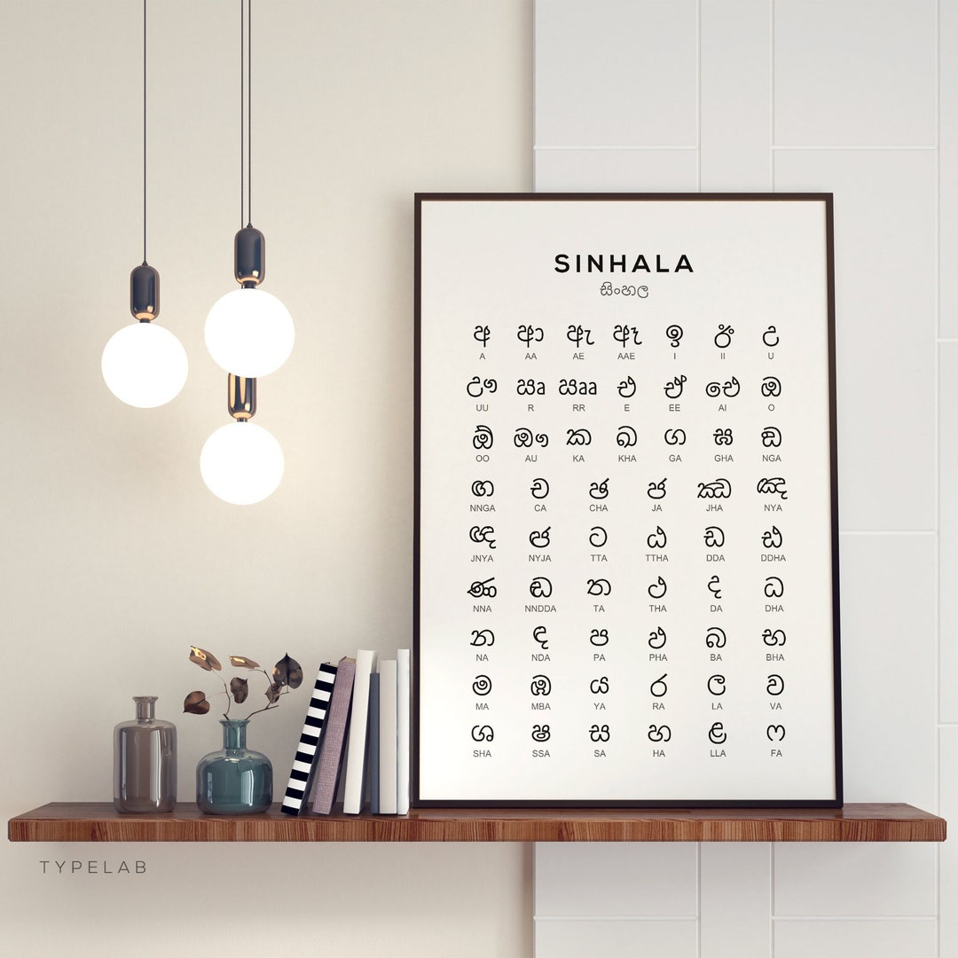 Sinhala Alphabet Printable Art, Sinhalese Language Digital Chart Print ...