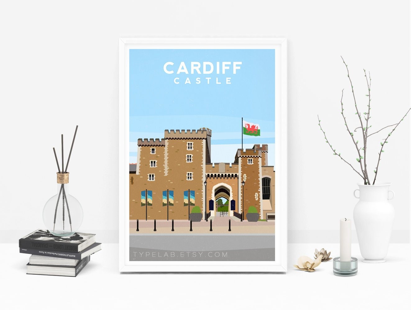 Cardiff Castle Art Print South Wales Travel Print Wales - Etsy UK
