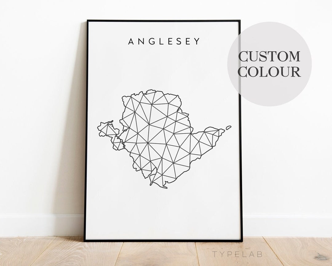 Anglesey Wales Map Print | Geometric Welsh Travel Wall Art - Etsy