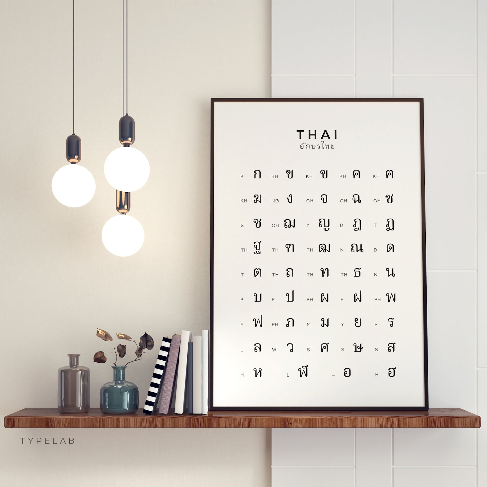 Thai Alphabet Print, Language Learning Chart Poster, Thailand Wall Art ...