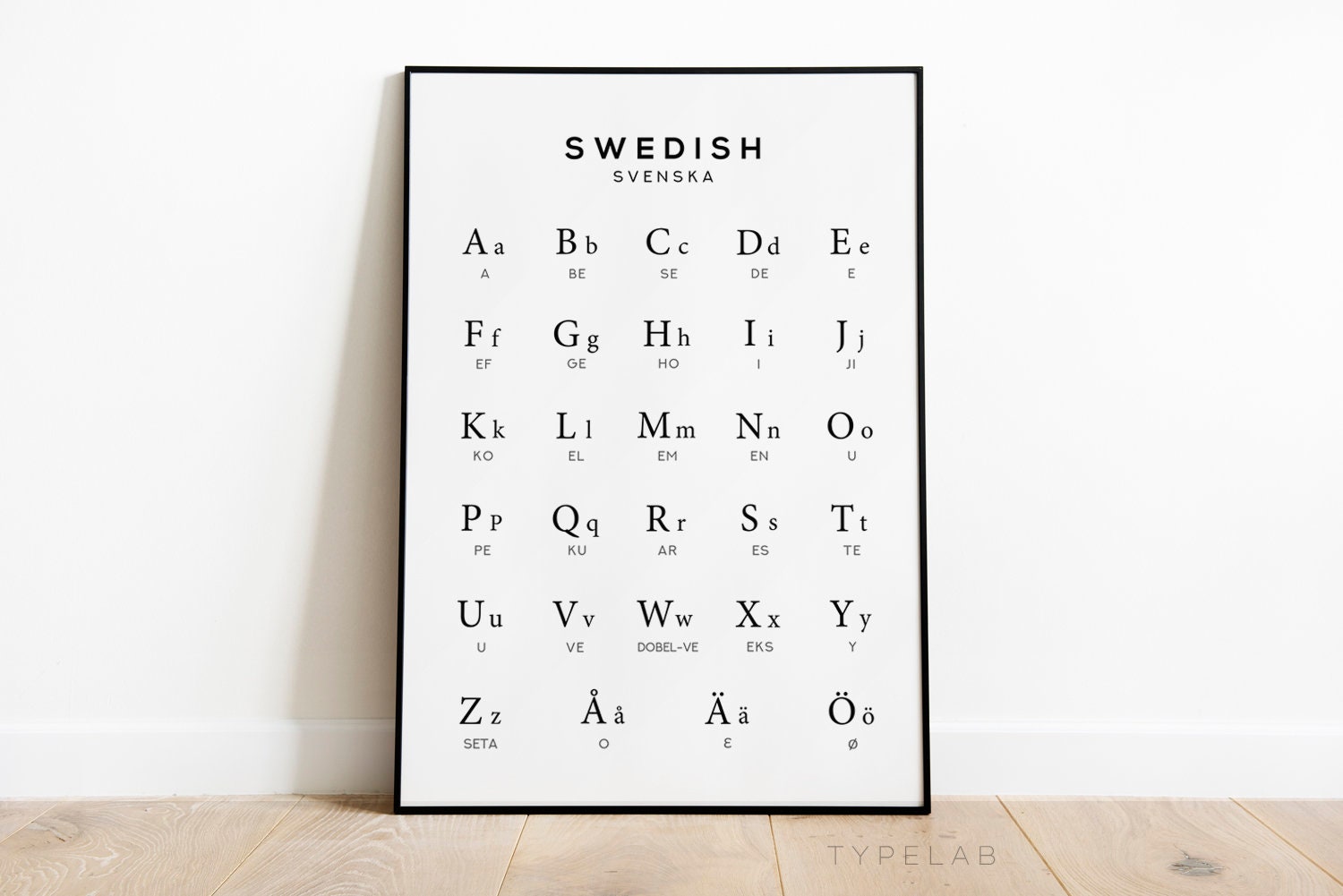 Swedish Alphabet Printable Art, Sweden Digital Print, Swedish Language ...