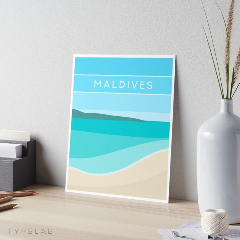 Maldives Art Print | South Asia Travel Poster - Indian Ocean Wall Decor ...