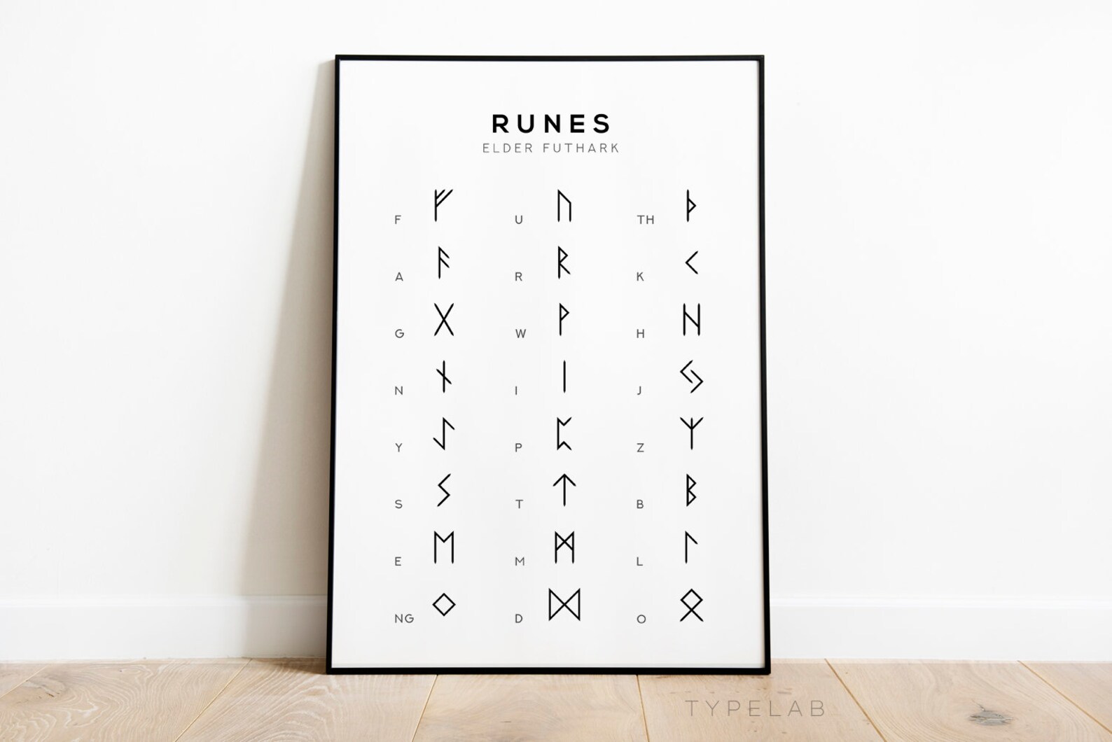 Norse Runes Printable Art Viking Digital Print Elder Futhark - Etsy