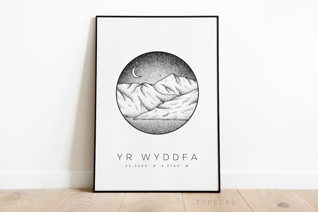 Yr Wyddfa Snowdonia Dotwork Print | Eryri Wales Mountain Wall Art - Etsy UK