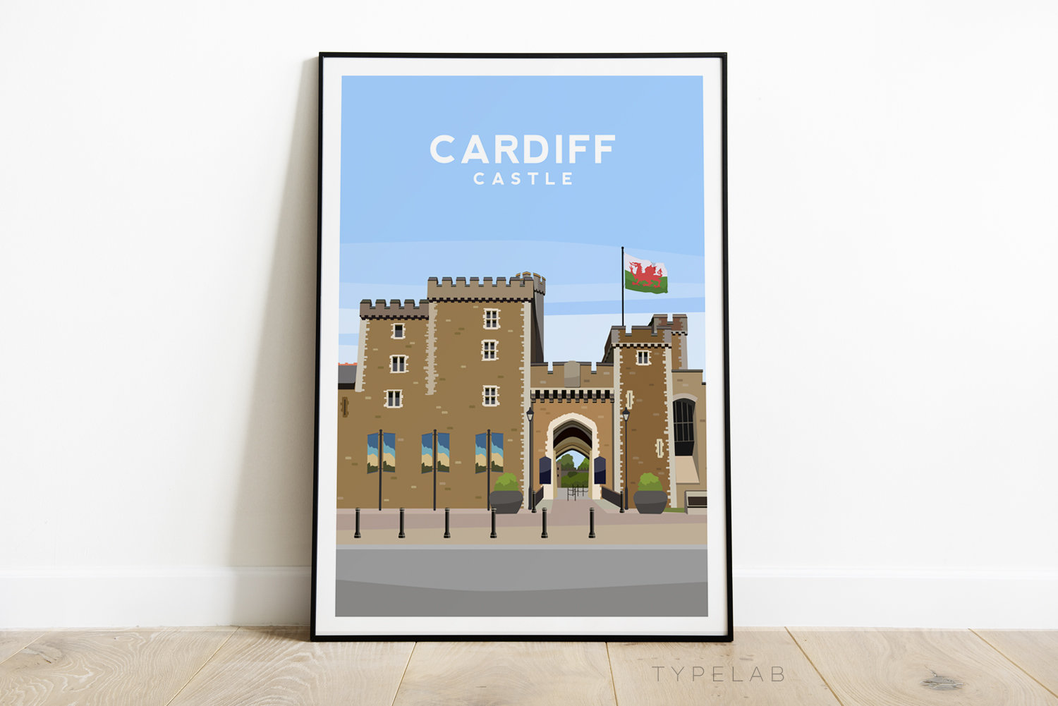 Cardiff Castle Art Print South Wales Travel Poster Cardiff - Etsy