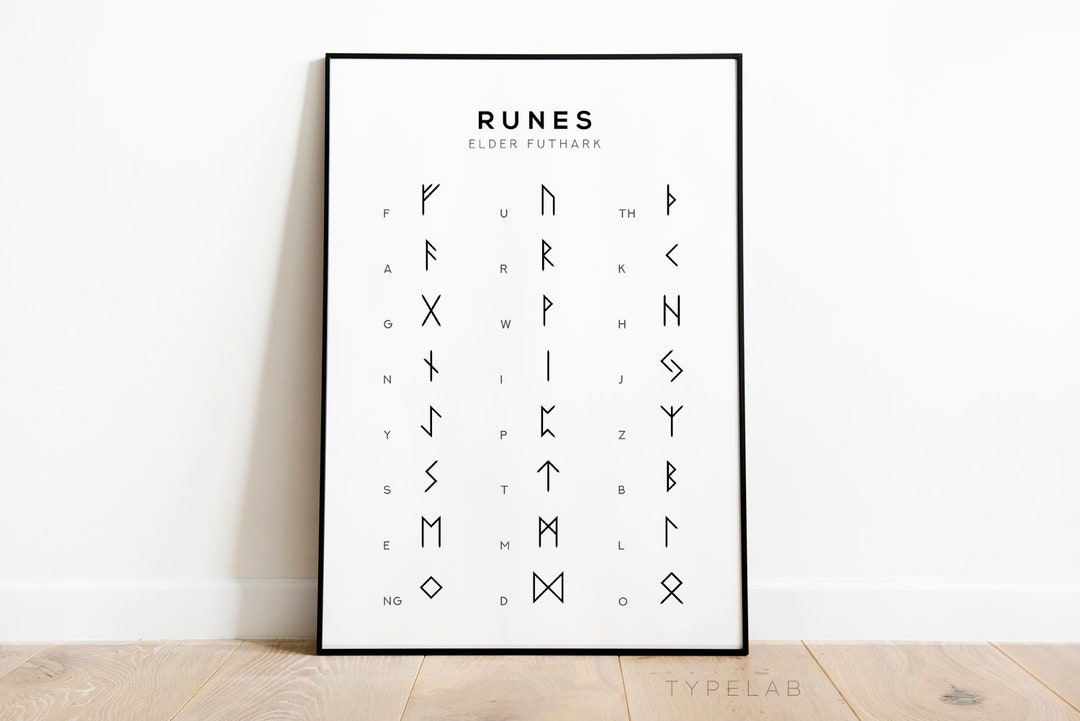 Norse Runes Chart Print, Viking Print, Runes Poster, Elder Futhark ...
