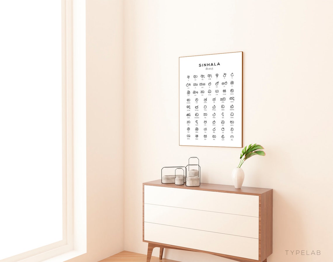 Sinhala Alphabet Printable Art, Sinhalese Language Digital Chart Print ...