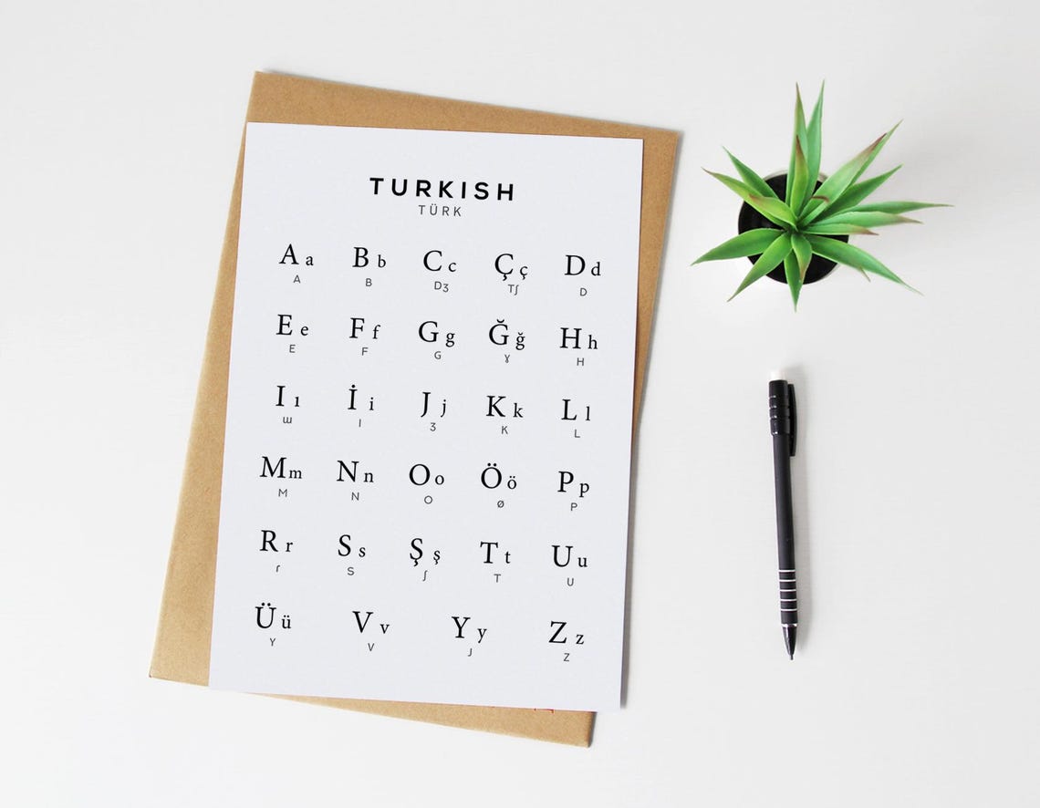 Turkish Alphabet Printable Art, Turkish Digital Print, Alphabet Chart ...
